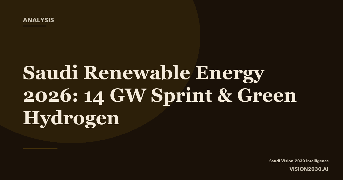 Saudi Renewable Energy 2026: 14 GW Sprint & Green Hydrogen
